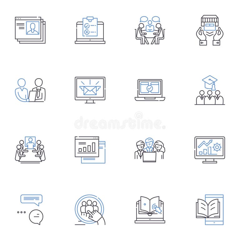 Telecommuters Line Icons Collection. Remote, Virtual, Remote Work ...