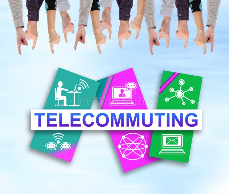 Telecommuting Concept on a Wall Stock Image - Image of hands, distance ...