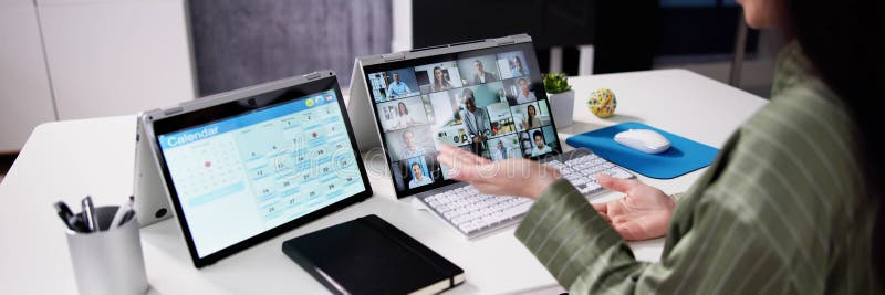 Telecommuting on Desktop Office Computer Stock Photo - Image of ...