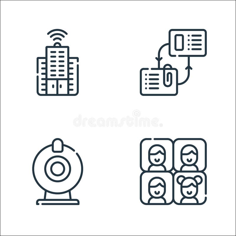Telecommuting Line Icons. Linear Set Stock Vector - Illustration of ...