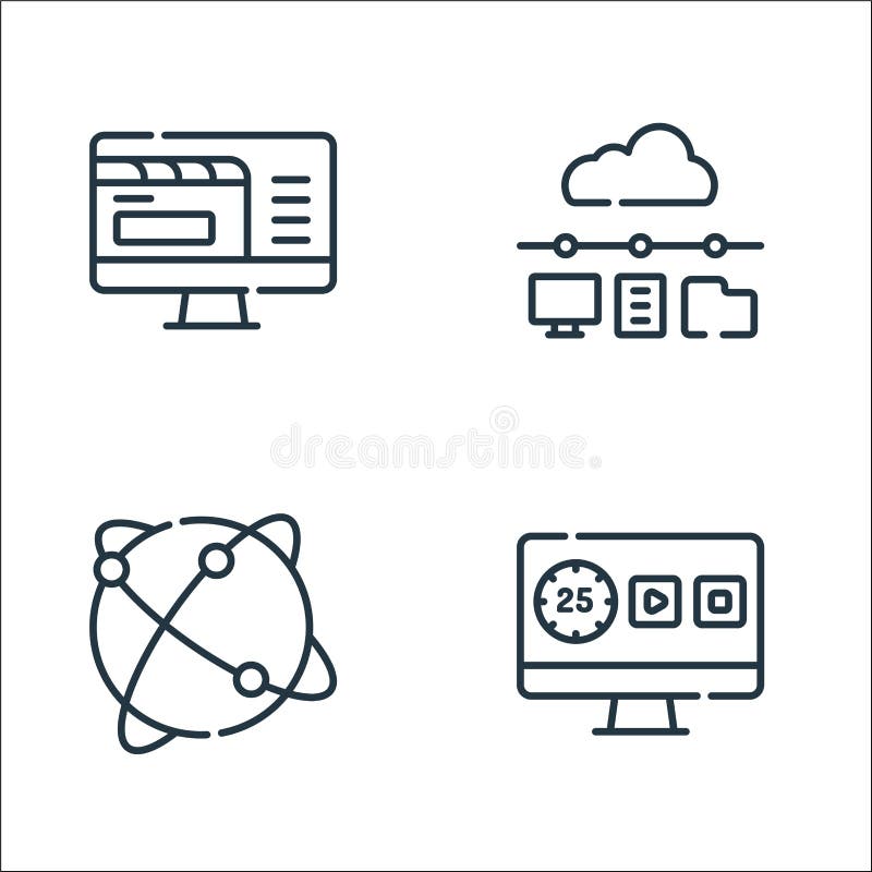 Telecommuting Line Icons. Linear Set Stock Vector - Illustration of ...