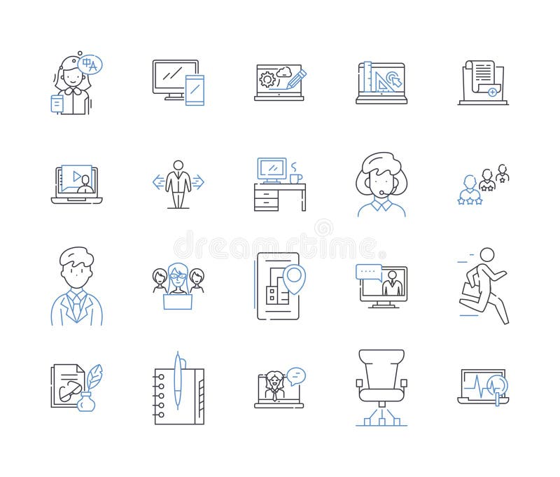 Remote Team Line Icons Collection. Virtual Staff, Distant Group, Off ...