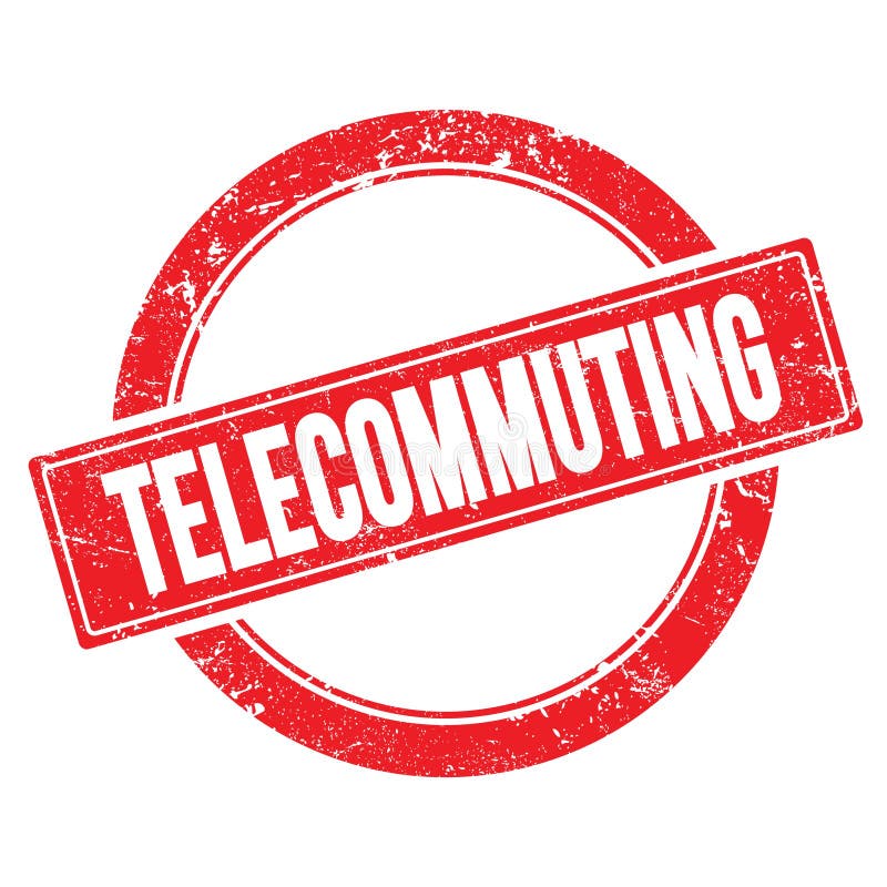 TELECOMMUTING Text on Red Grungy Round Stamp Stock Illustration ...
