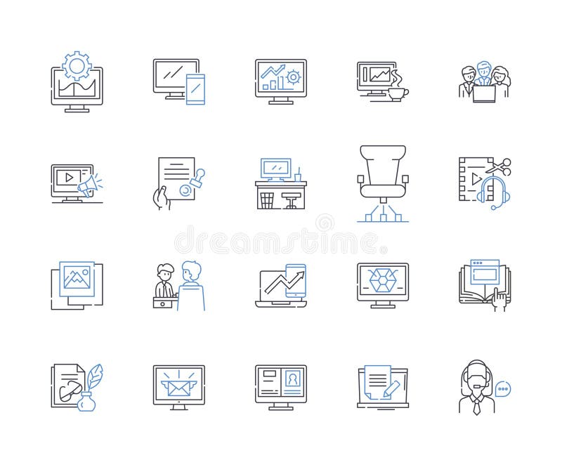 Telecommuting Trade Line Icons Collection. Remote, Flexible, Virtual ... Telecommuting Trade Line Icons Collection. Remote, Flexible, Virtual ...
