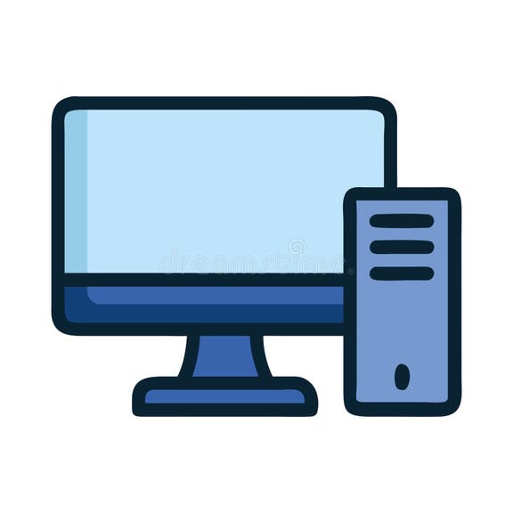 Telecomunication Desktop Computer Icon Stock Vector - Illustration of ...