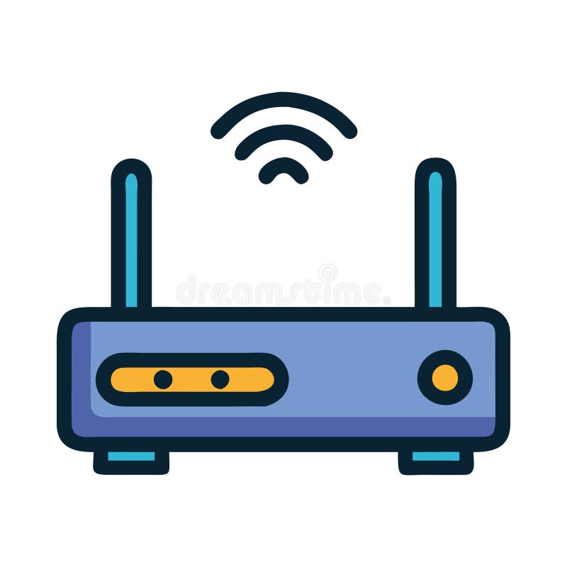 Router with wifi symbol stock illustration. Illustration of bytes ...