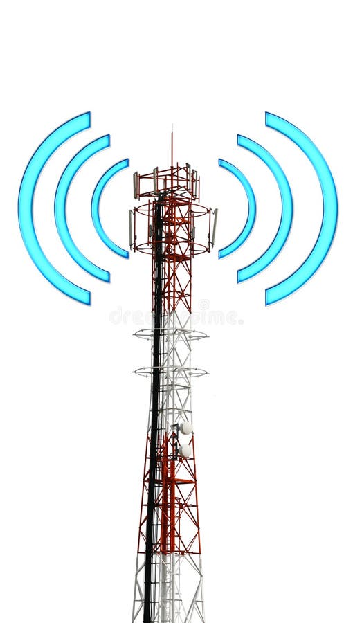 Telecomunication Tower with Graphic Signal Stock Illustration ...