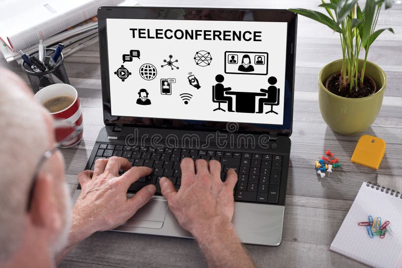 Teleconference Concept. Handsome Young Businessman Making Video Call ...