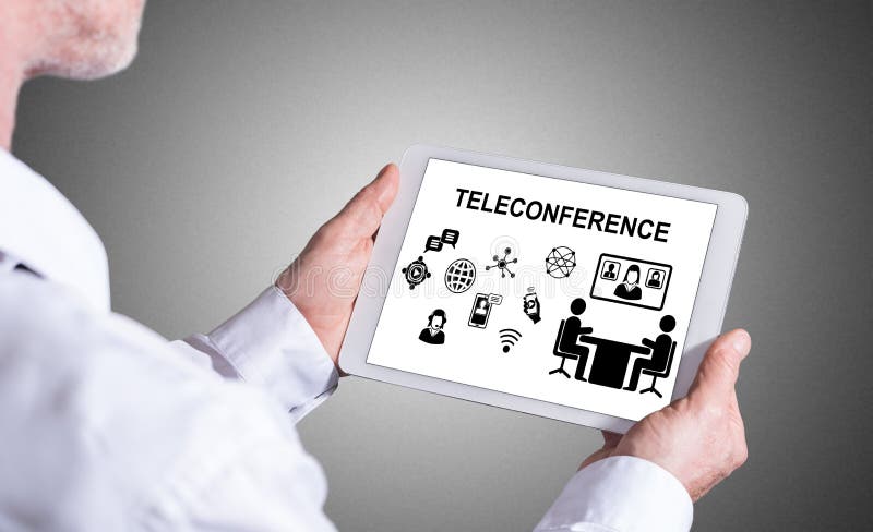 Teleconference Concept. Handsome Young Businessman Making Video Call ...