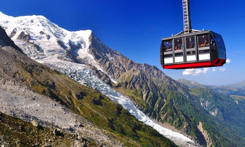 AIGUILLE DU MIDI, FRANÇA - 8 DE AGOSTO DE 2017: Teleférico No Verão ...