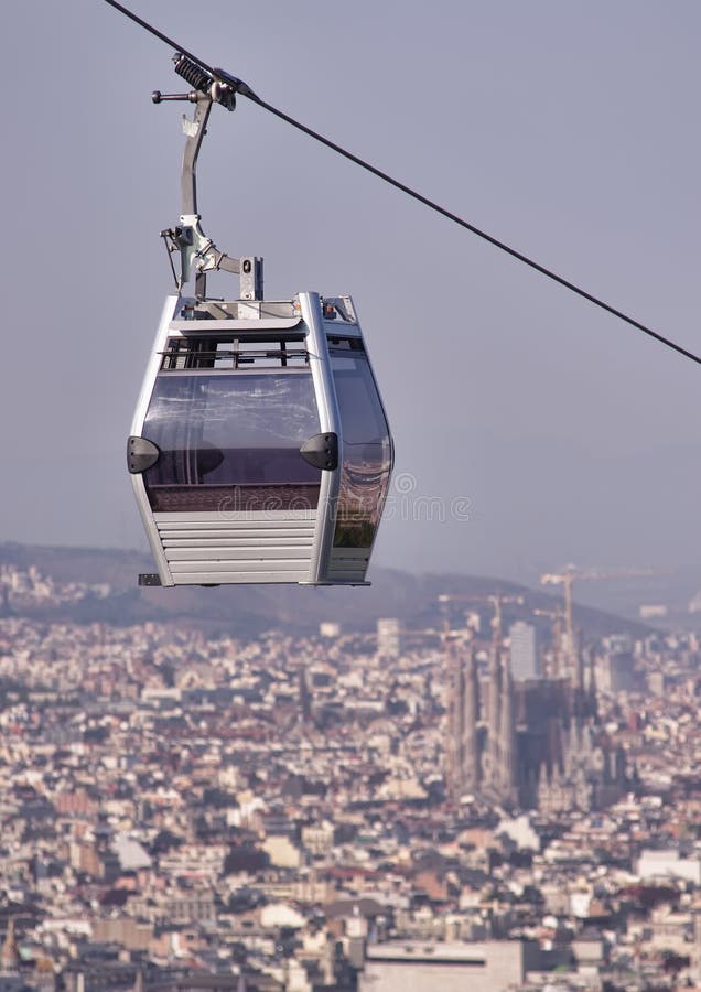 Teleferic of Montjuic stock image. Image of cityscape - 29296459