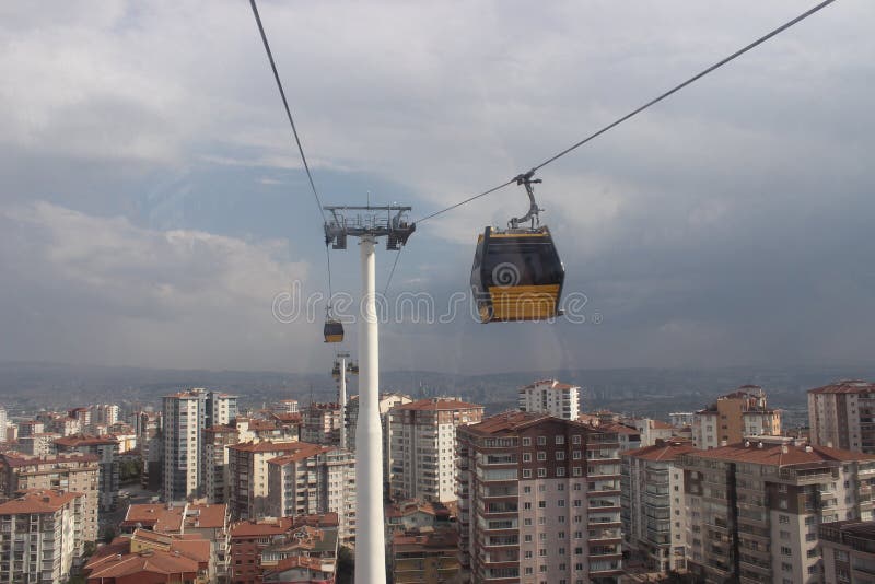 Teleferic in the sky stock image. Image of travel, high - 158349139