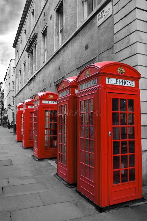 Rote Englische Telefonzellen Stockbild - Bild von symbol, britisch: 5096825