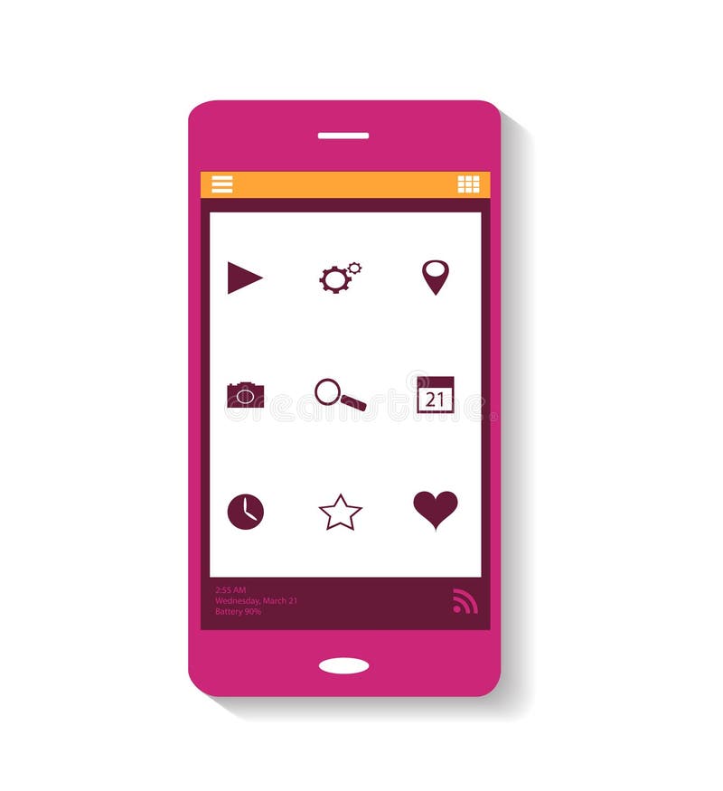 Telefone Celular Cor-de-rosa Do ícone Ilustração do Vetor - Ilustração ...