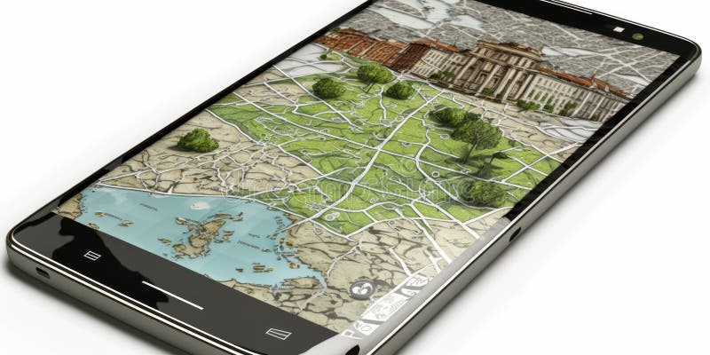 Telefone Celular Ou Smartphone Isolado Com Mapa De Ruas Ilustração ...