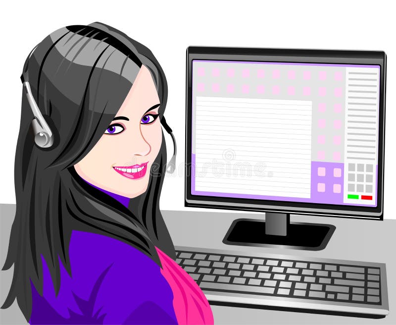 Telefonista Hermosa Joven De La Muchacha Ilustración del Vector ...