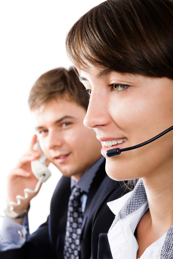 Telefonistas cómodas foto de archivo. Imagen de vendedor - 10401698