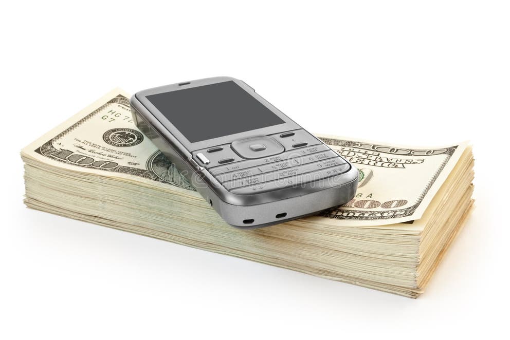 Telefono con soldi immagine stock. Immagine di dollaro - 10259387