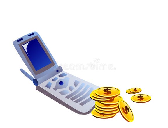 Telefono mobile e soldi illustrazione di stock. Illustrazione di ...