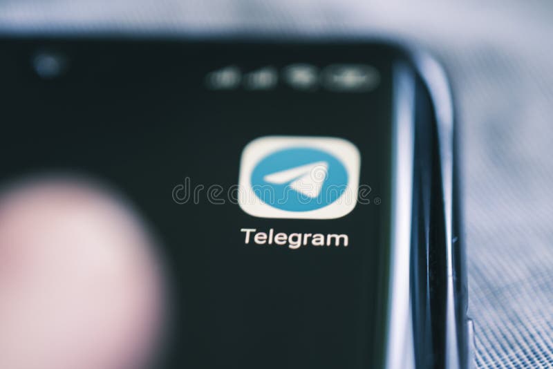 Telegram Application Icon on Smartphone Screen Close-up. Telegram App ...