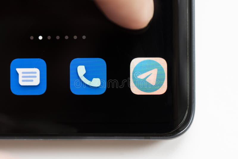 Telegram Application Icon on Smartphone Screen Close-up. Telegram App ...