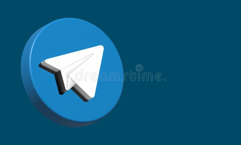 Telegram Circle Button Icon 3D. Elegant Template Blank Space Editorial ...