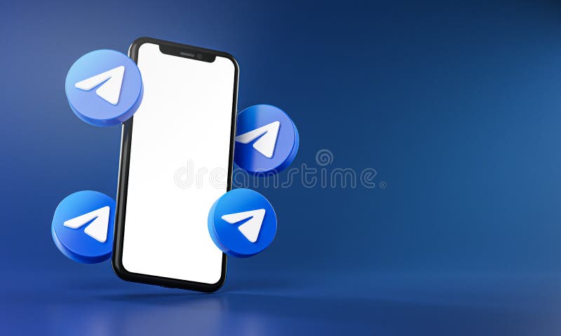 Telegram Icons Around Smartphone App Mockup 3D Editorial Image - Image ...