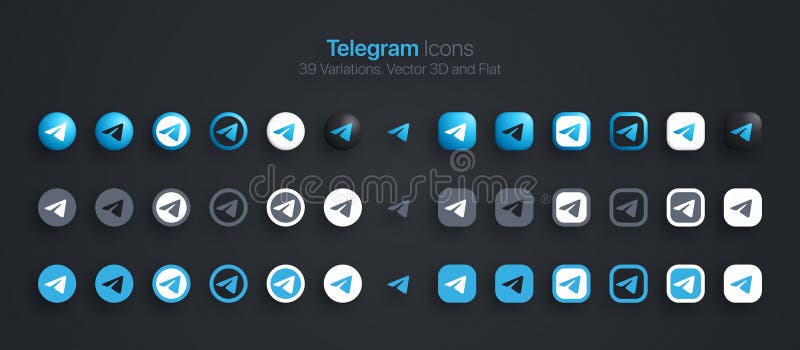 Telegram Icons Set Modern 3D and Flat in Different Variations Editorial ...