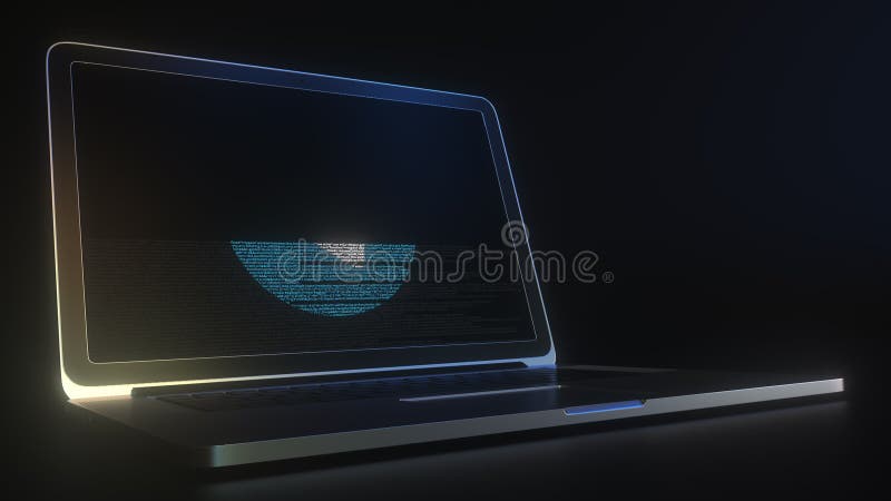 TELEGRAM Logo Made with Computer Code on the Laptop Screen. Editorial ...