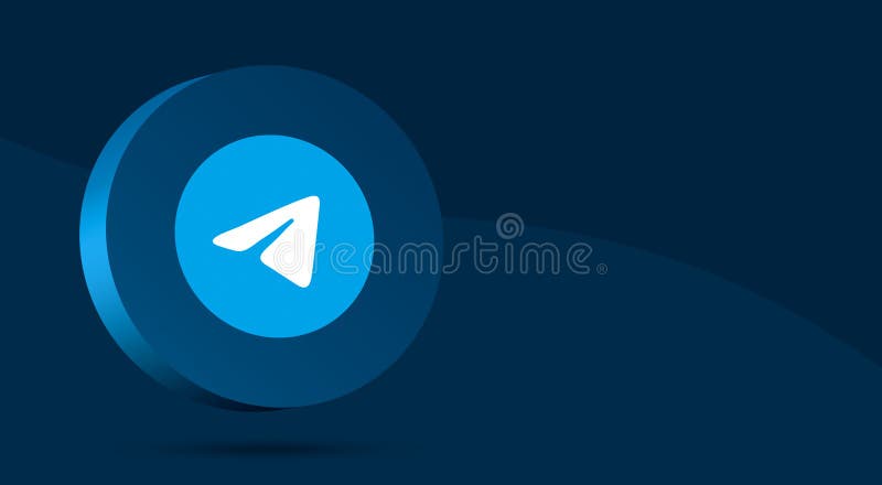Telegram Logo Minimal Design on the Round Button 3d Render. Social ...