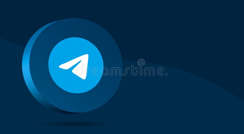 Telegram Logo Minimal Design on the Round Button 3d Render. Social ...