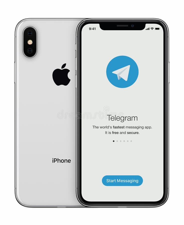 Telegram Messenger Launch Screen with Telegram Logo on Apple IPhone X ...