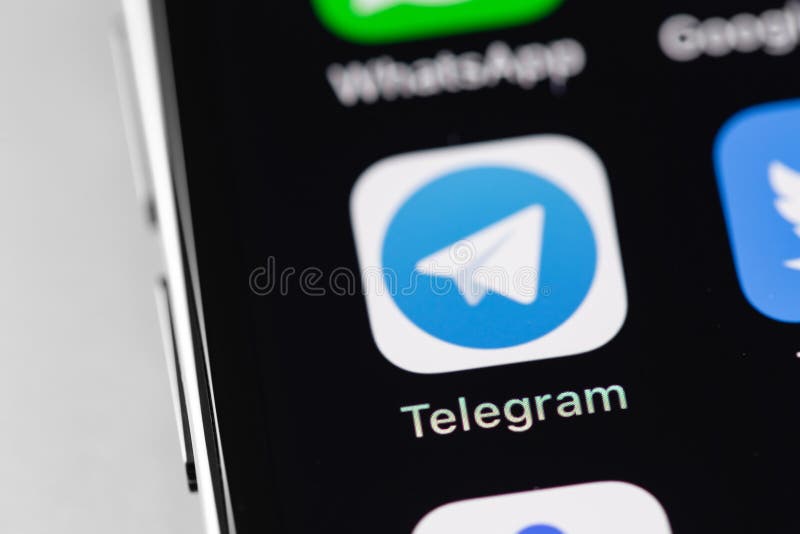 Telegram, Mobile Icon App on the Screen Smartphone IPhone Macro ...