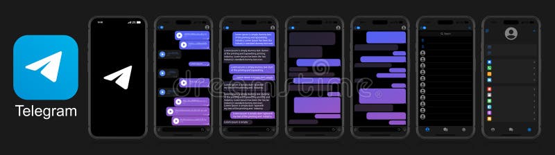 Telegram Mockup on a Black Background. Telegram on Social Media Screen ...