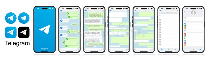 Telegram Mockup on a White Background. Telegram on Social Media Screen ...