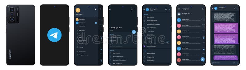 Telegram Mockup in Xiaomi Redmi11T. Telegram Logo. Set Telegram Screen ...