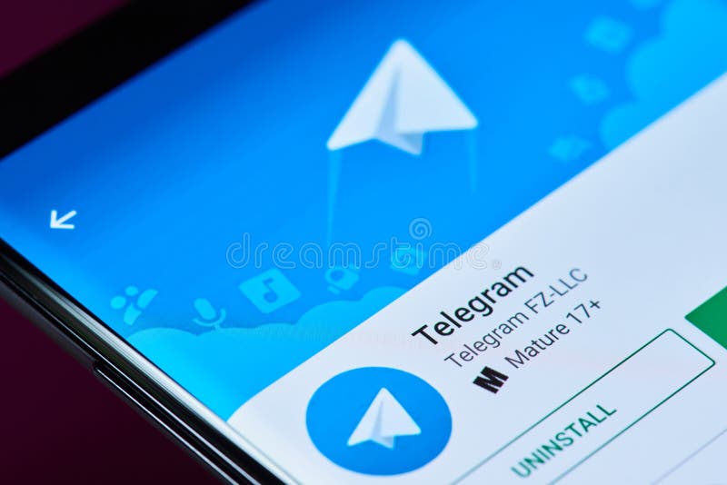 Telegram secure messenger editorial stock image. Image of connection ...