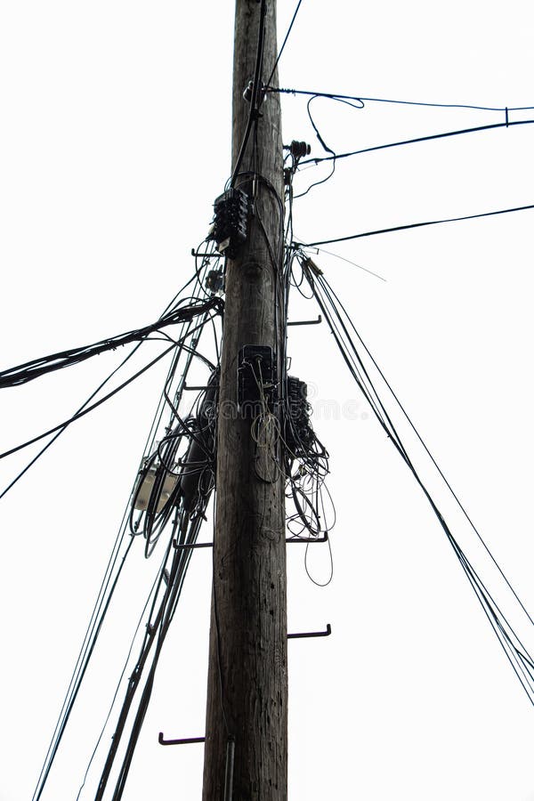 Telegraph Cable Pole for Electircal Power and Telephone Line Stock ...