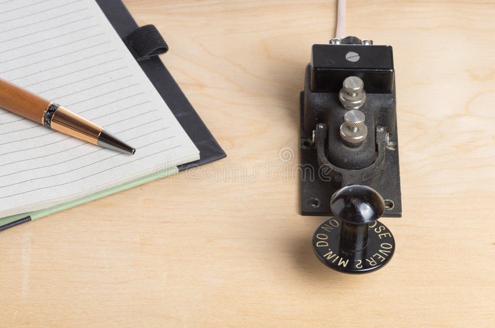 Telegraph Key and Notebook and Pen Stock Photo - Image of electric ...