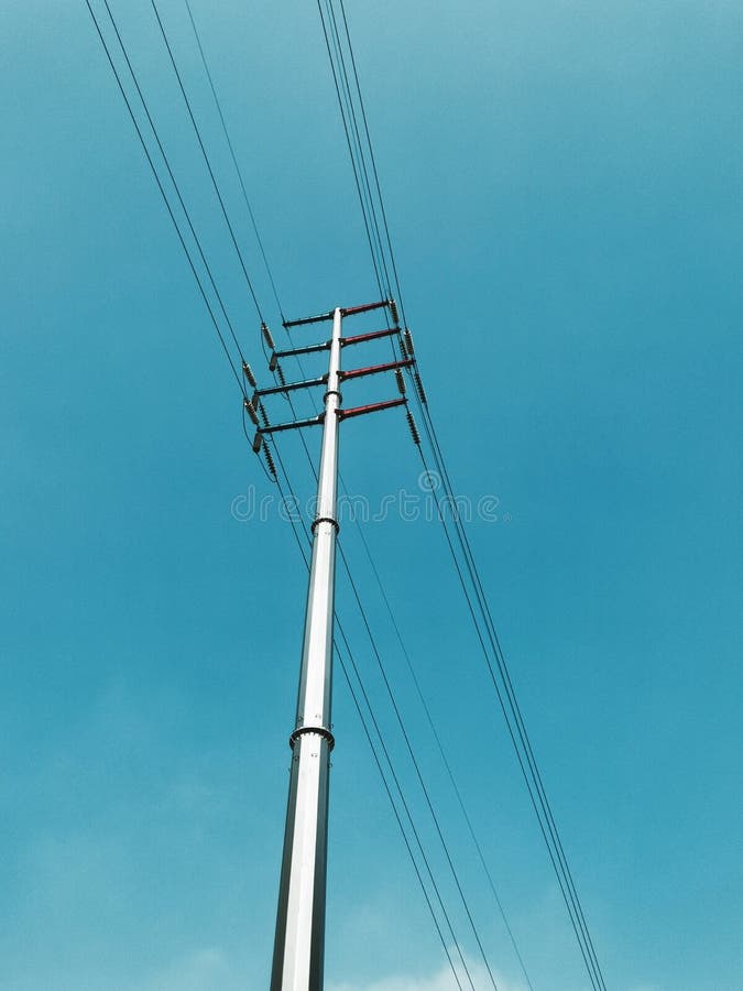Telegraph Pole Under Blue Sky Stock Photo - Image of telegraph, clouds ...