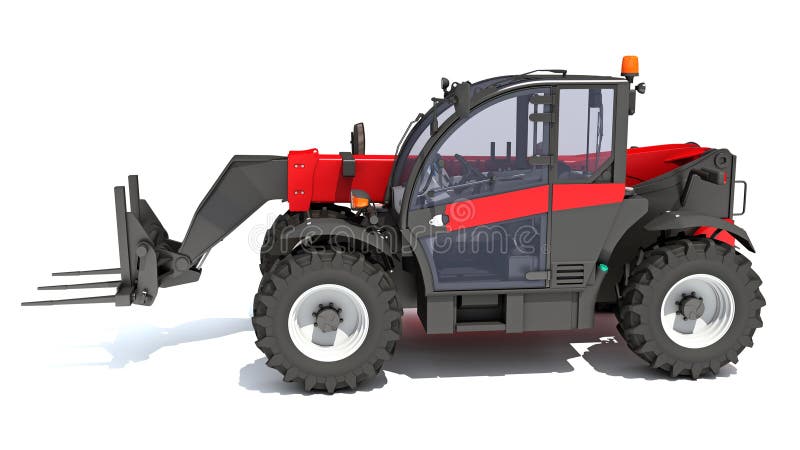 Telehandler Heavy Construction Machinery 3D Rendering on White ...