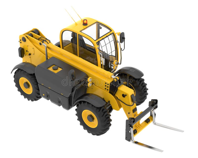 Telehandler Isolated on Background. 3d Rendering - Illustration Stock ...
