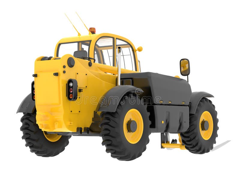 Telehandler Isolated on Background. 3d Rendering - Illustration Stock ...