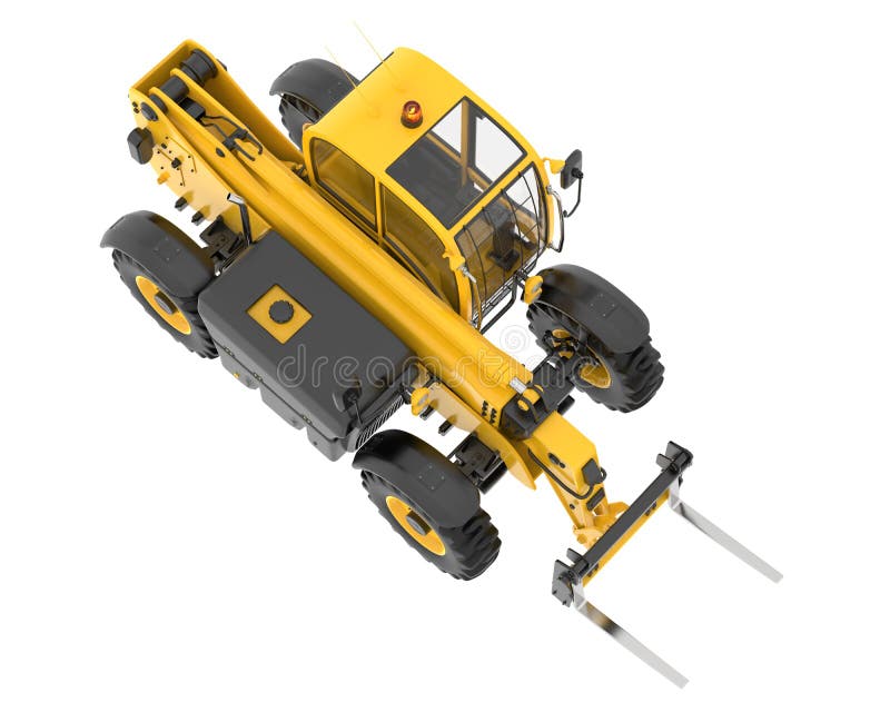 Telehandler Isolated on Background. 3d Rendering - Illustration Stock ...