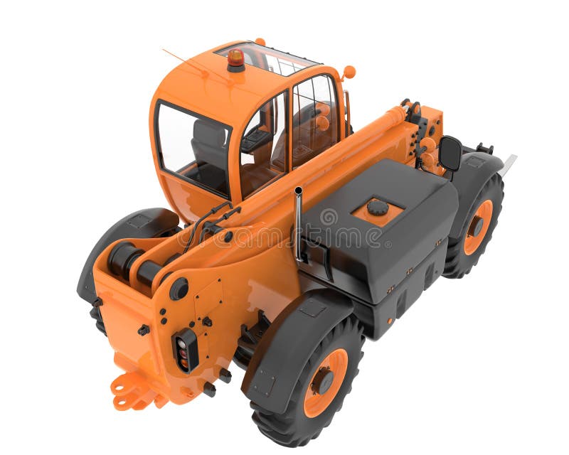 Telehandler Isolated on Background. 3d Rendering - Illustration Stock ...