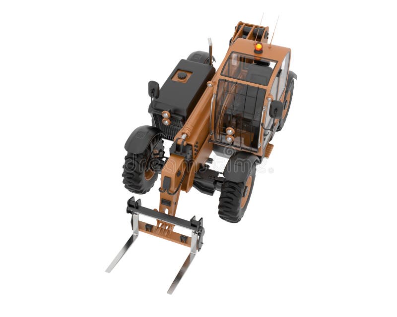 Telehandler Isolated on Background. 3d Rendering - Illustration Stock ...