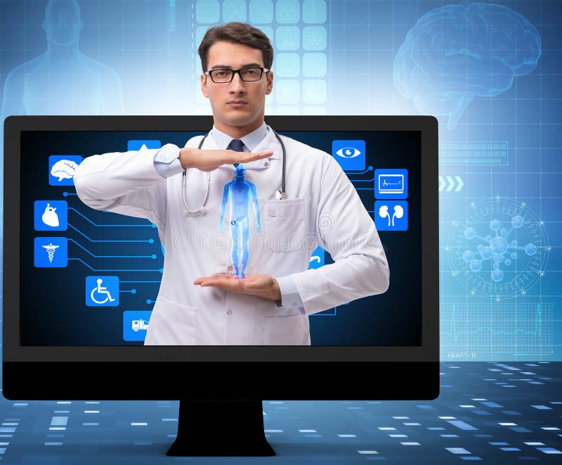Telehealth Concept with Doctor Doing Remote Check-up Stock Photo ...