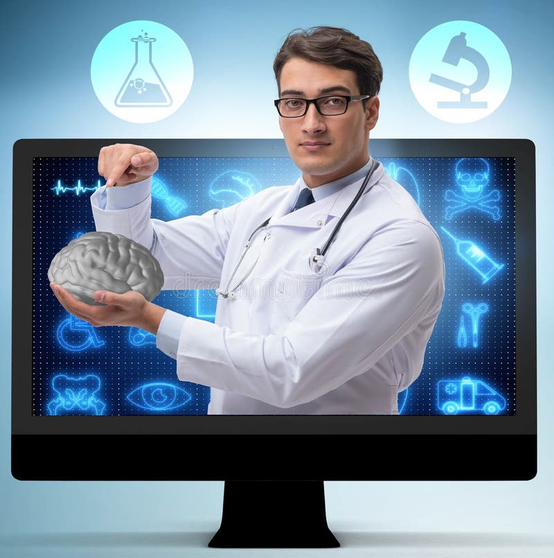 Telehealth Concept with Doctor Doing Remote Check-up Stock Illustration ...