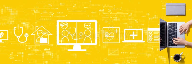 Telehealth Theme with Person Using a Laptop Stock Image - Image of ...