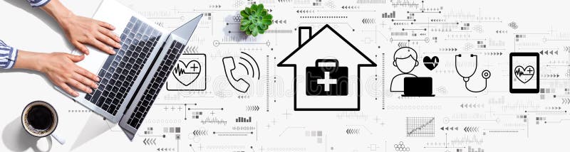 Telehealth Theme with Person Using a Laptop Editorial Stock Image ...